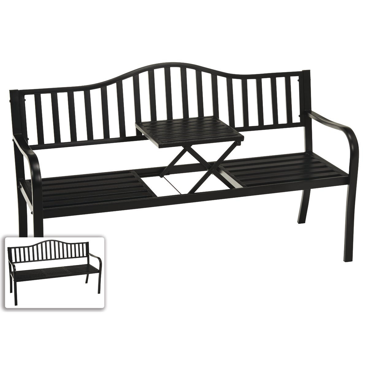 Outdoor Expressions 59 In. L. Antique Bronze Finished Steel Park Bench ...