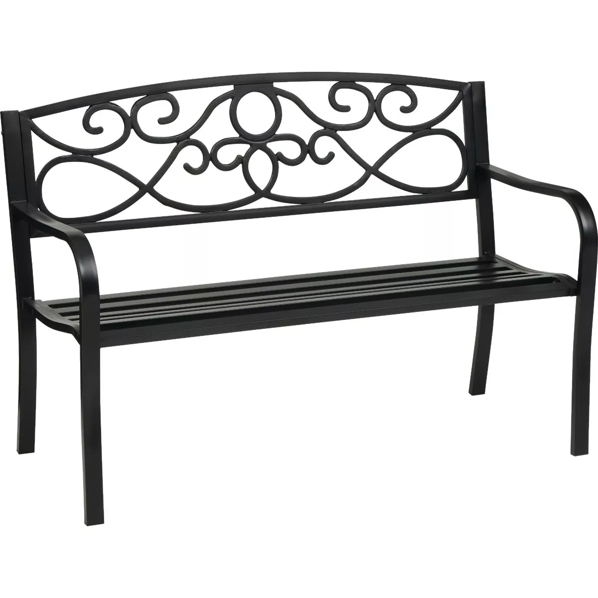 Outdoor Expressions 50 In. Black Steel Bench with Scroll Design | Do it ...