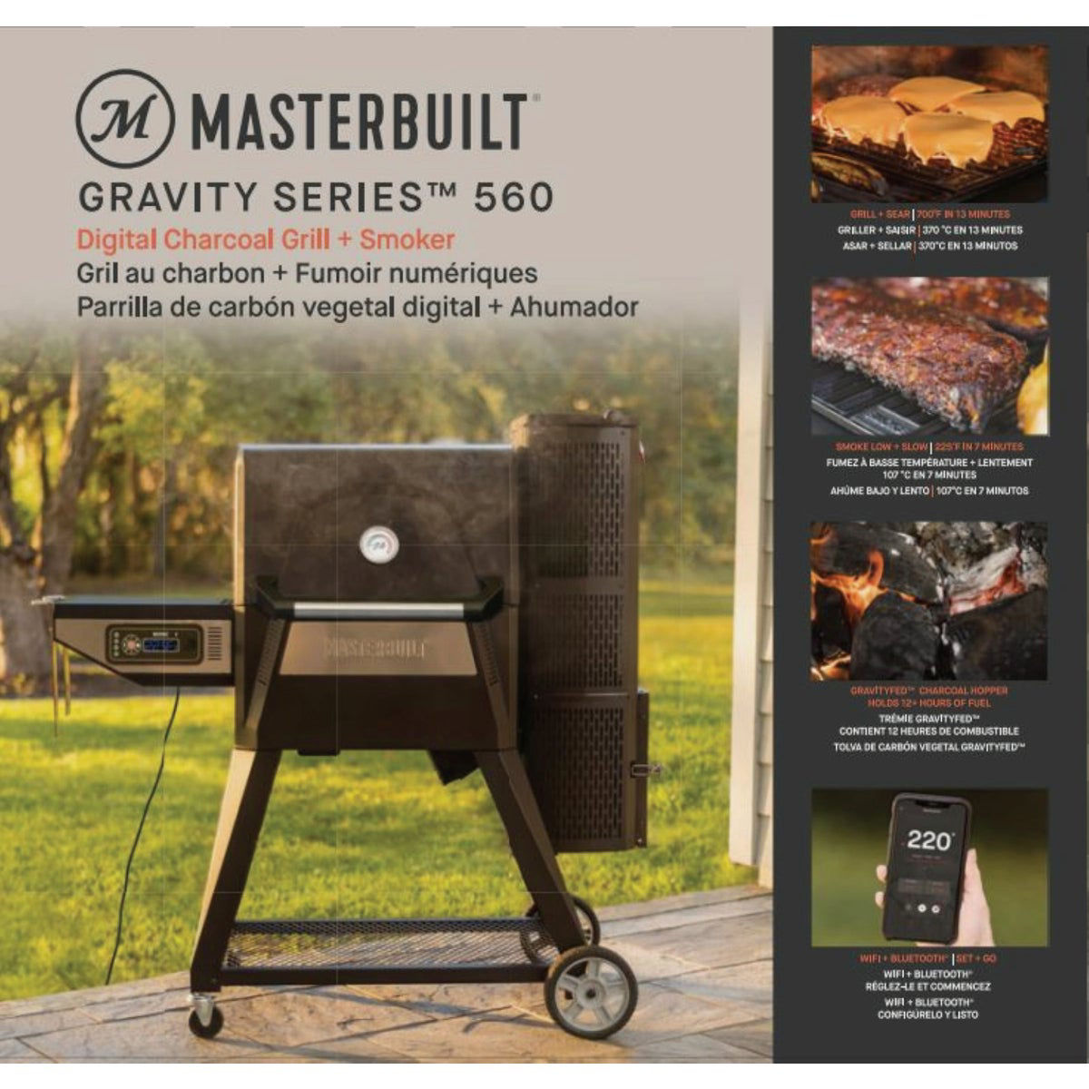 Masterbuilt Gravity Series 560 Black Digital Charcoal Grill + Smoker ...