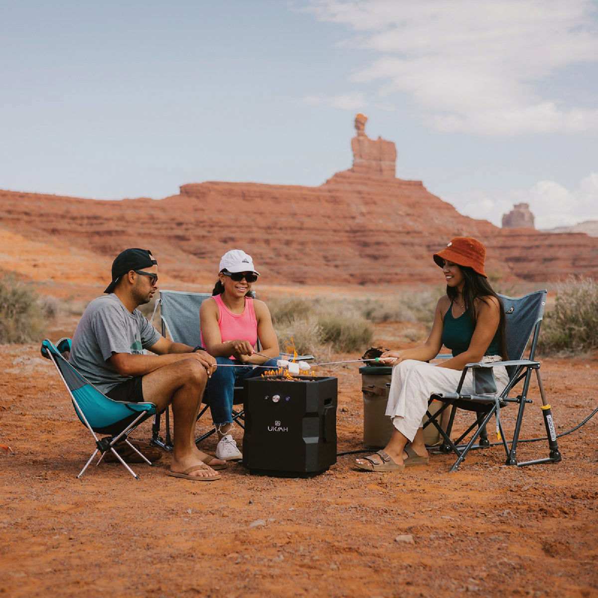 Ukiah Tailgater II 17 In. Black Square Gas Fire Pit with Beat to Music Technology | Do it Best