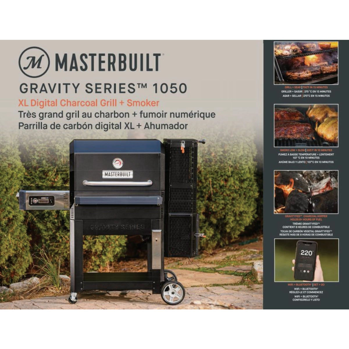 Masterbuilt Gravity Series 1050 Black Digital Charcoal Grill + Smoker ...