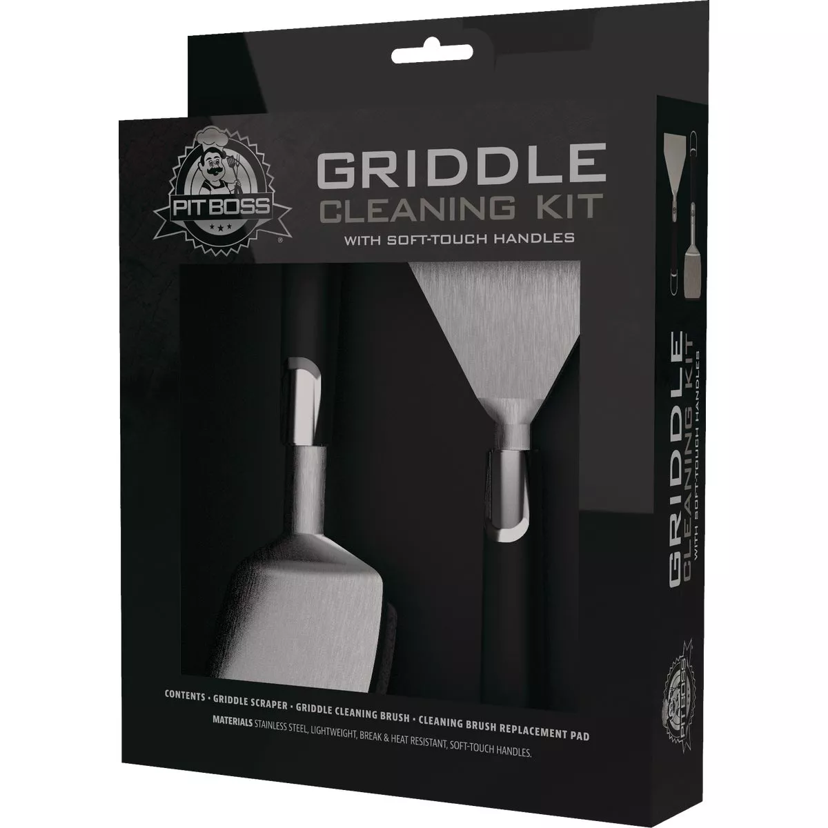 Pit Boss Soft Touch Handle Stainless Steel Blade 3-Piece Griddle Tool ...