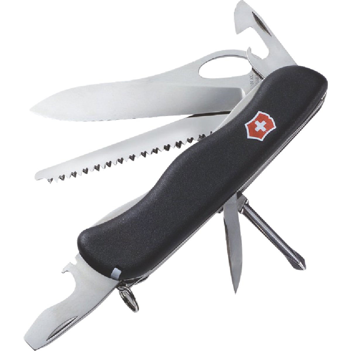 Victorinox One-Hand Trekker 12-Function 4.37 In. Black Swiss Army Knife ...