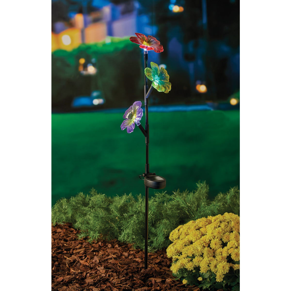 Alpine Solaris Acrylic 32 In. H. Exotic Flower LED Solar Garden Stake ...