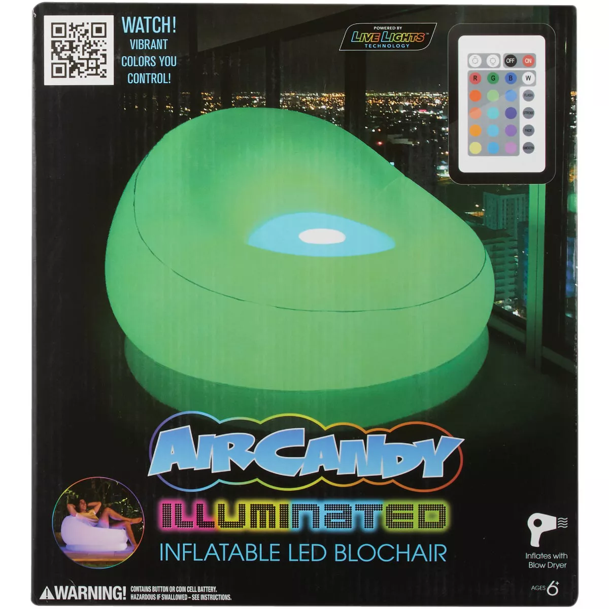 AirCandy Illuminated Color Changing LED Inflatable Chair with Remote ...