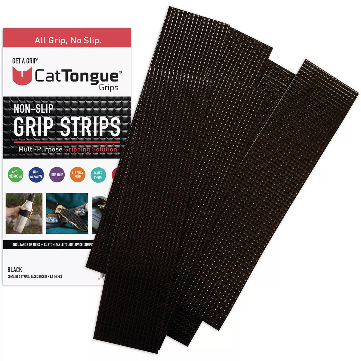 CatTongue Grips Gription 2 In. W. x 8 In. L. Black Non-Abrasive Anti ...