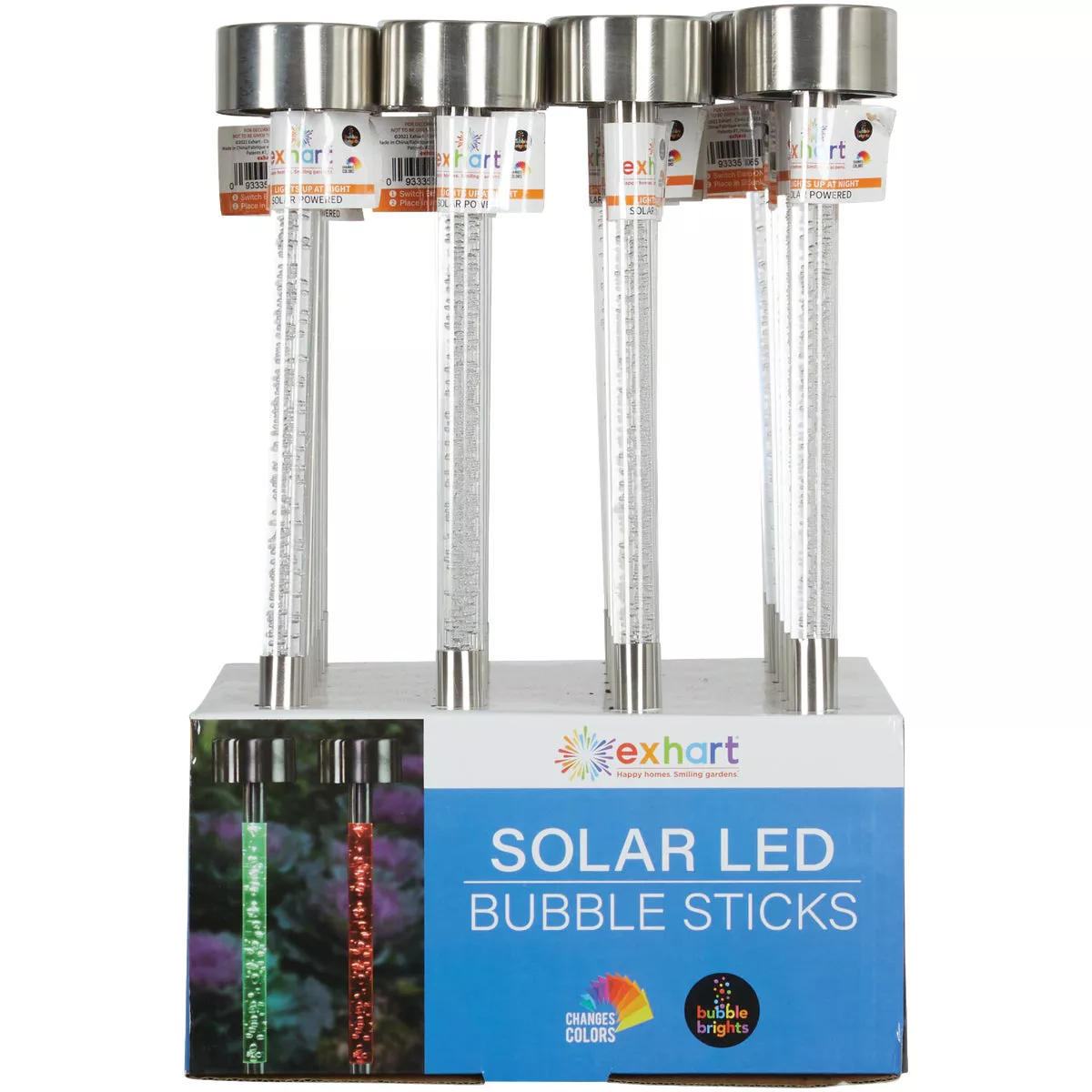 Exhart 14 In. Color Changing LED Bubble Stick Solar Garden Stake Light ...