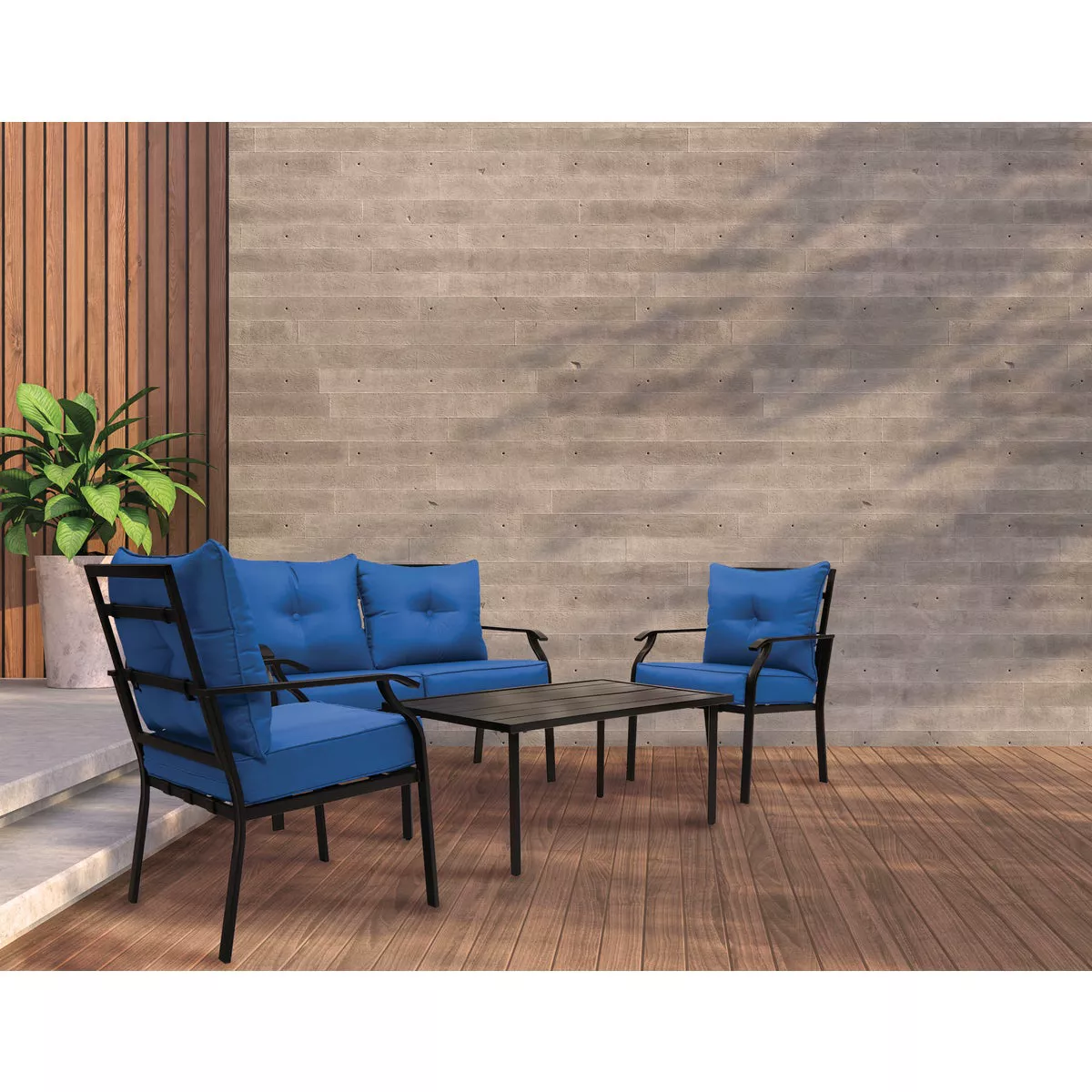 Outdoor Expressions Azure Blue Chat Set (4-Piece) | Do it Best