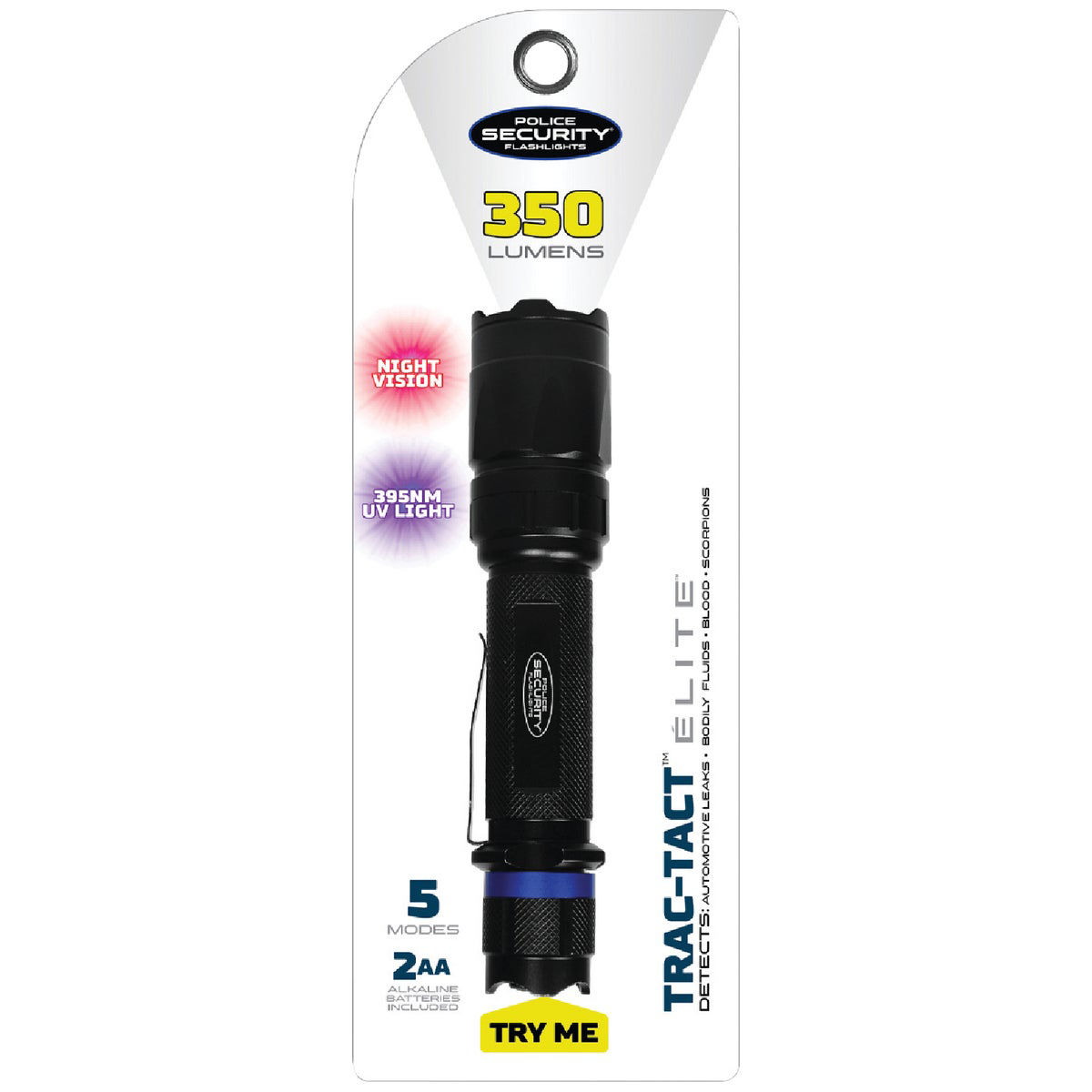 Police Security Trac-Tact 2AA 350 Lm. Tactical LED Flashlight with UV ...