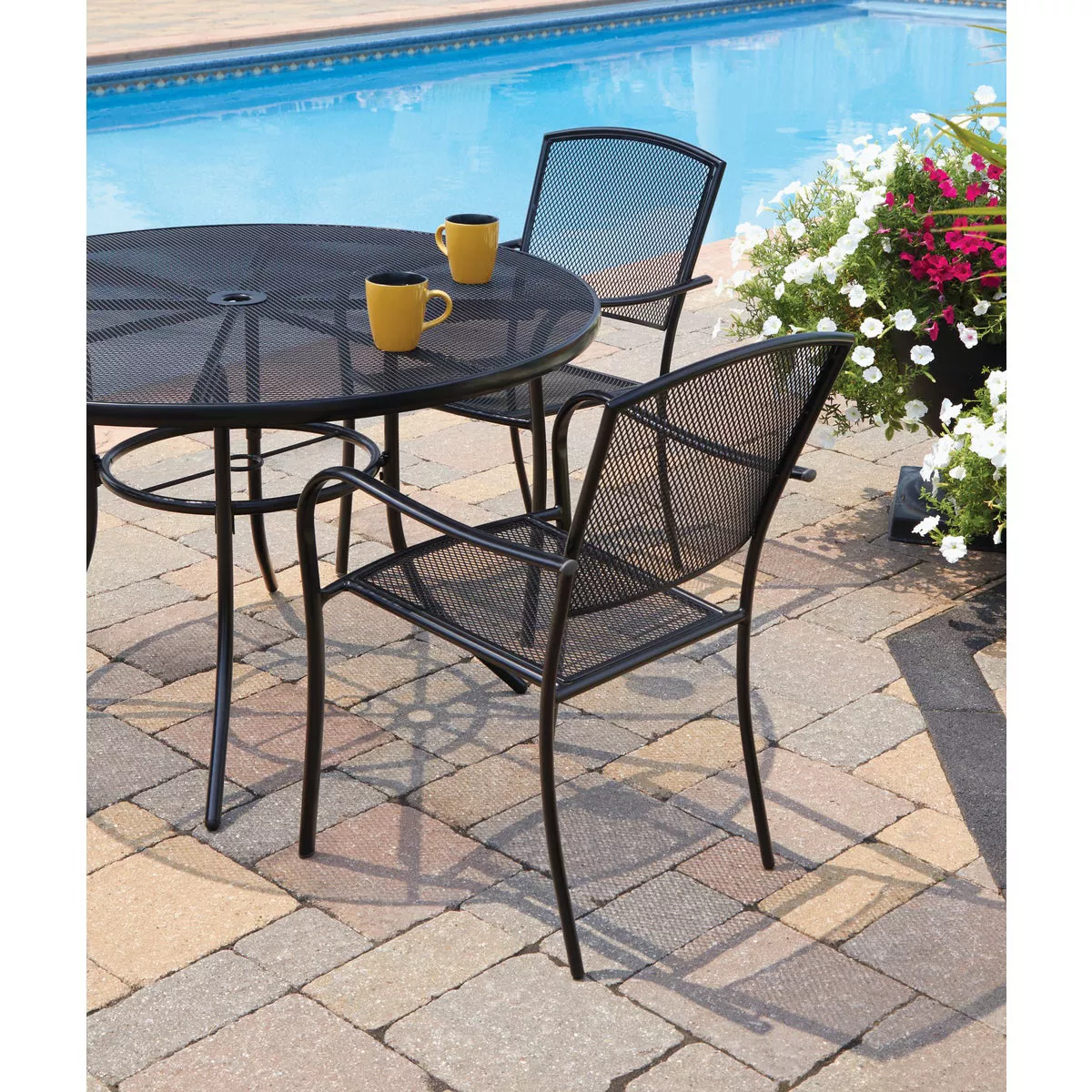 Outdoor Expressions 48 In. Round Black Metal Mesh Steel Table | Do it Best