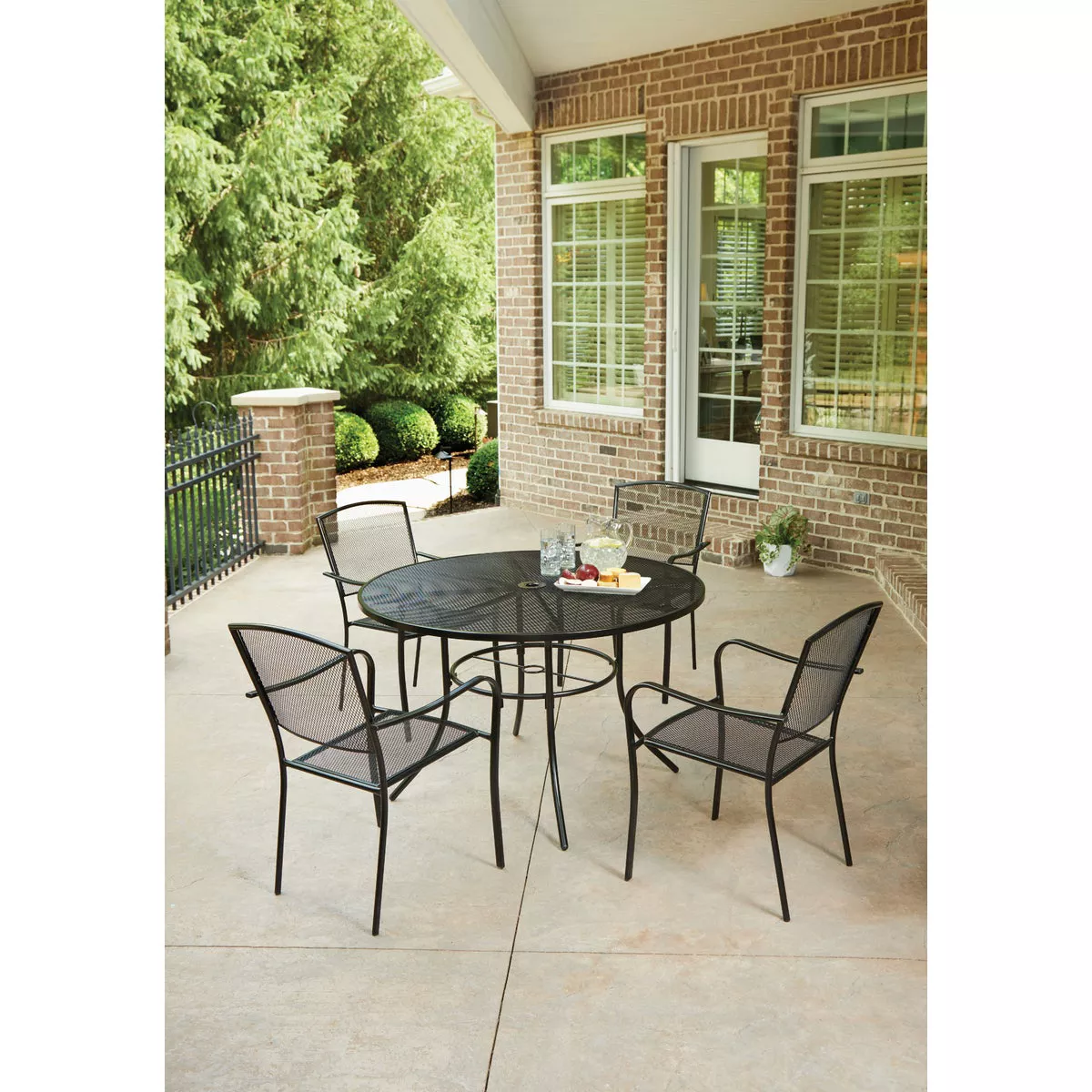 Outdoor Expressions 48 In. Round Black Metal Mesh Steel Table | Do it Best