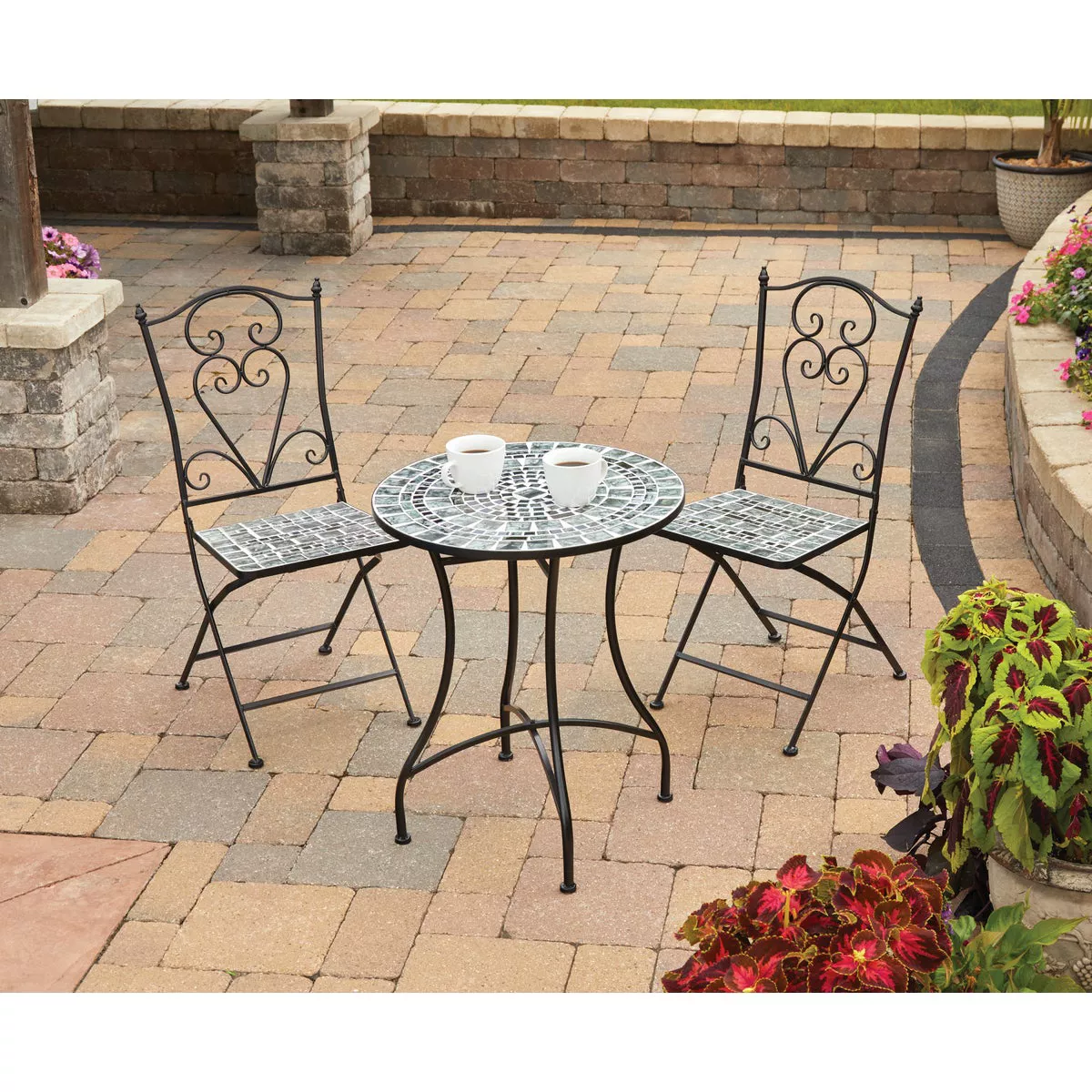 Alpine 3-Piece Marbled Glass Mosaic Bistro Set | Do it Best