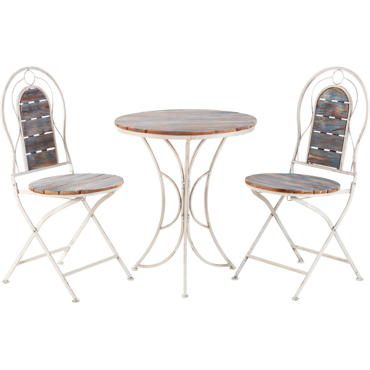 Alpine 3-Piece Weathered Wood Blue & White Bistro Set | Do it Best