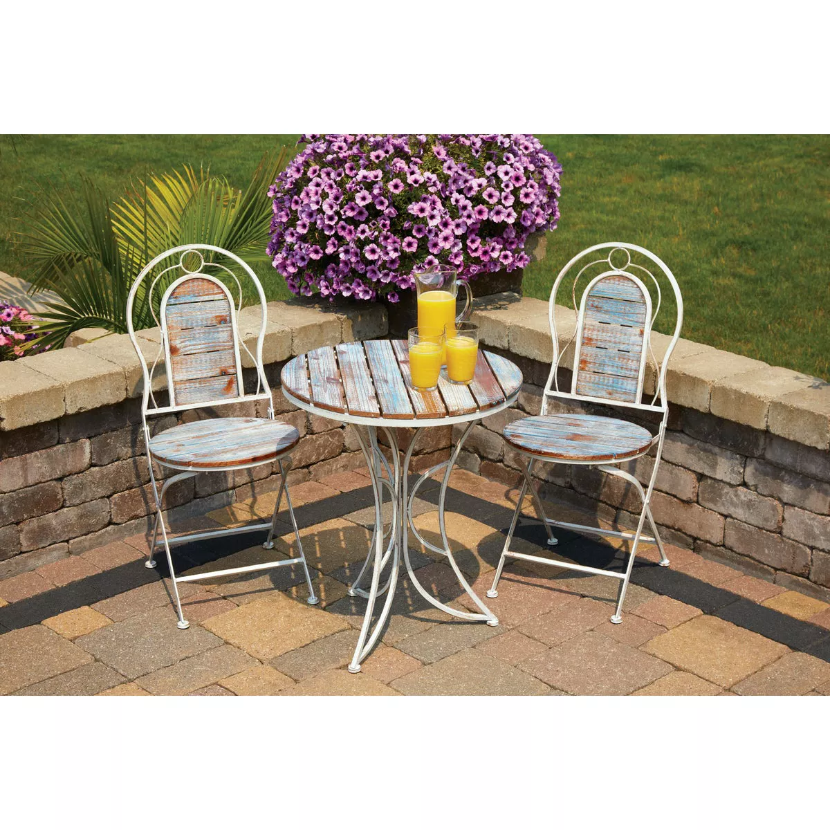 Alpine Metal and Wood Garden 3 Piece Bistro Set