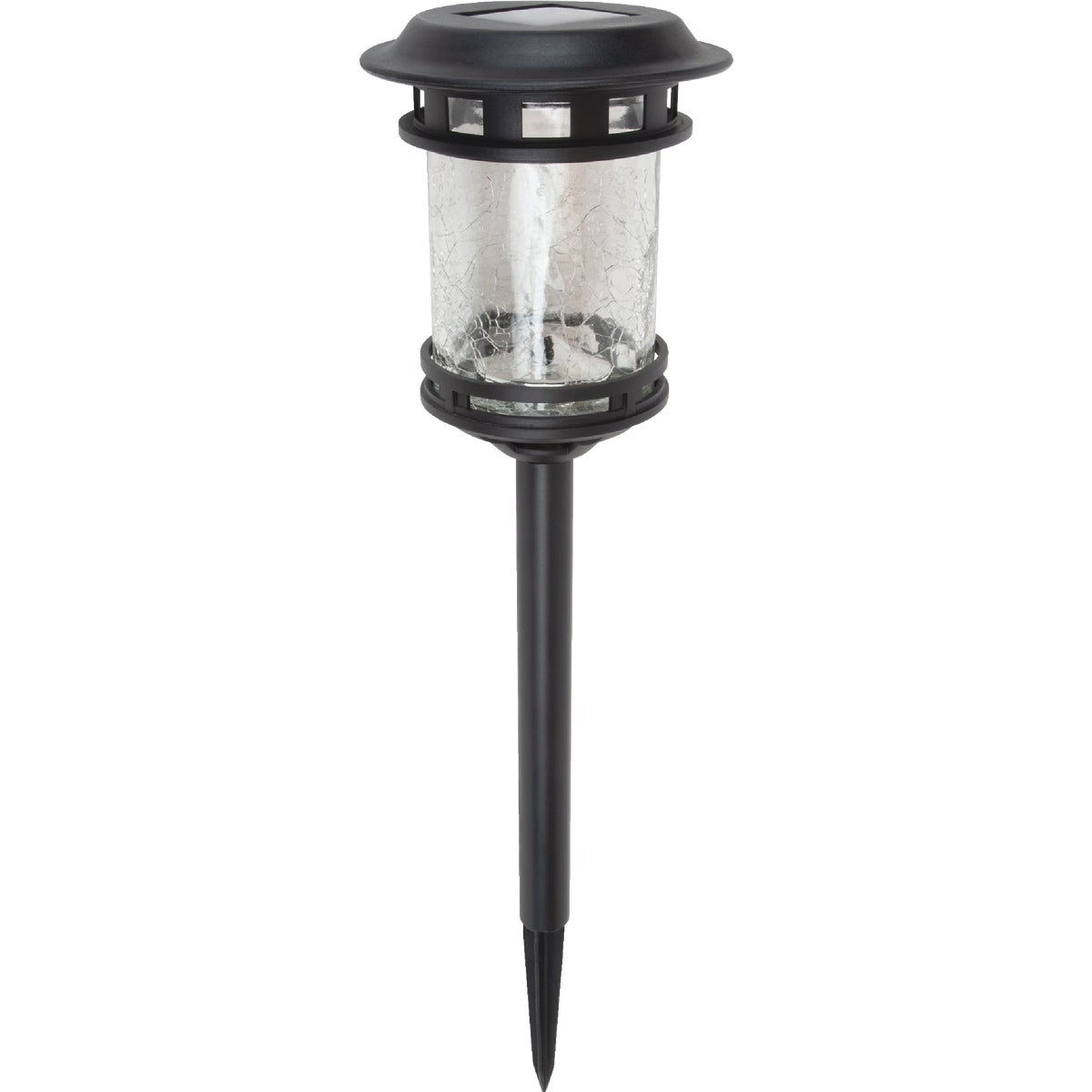 Moonrays Black 10 Lumens Plastic & Crackle Glass Solar Cylinder Stake ...
