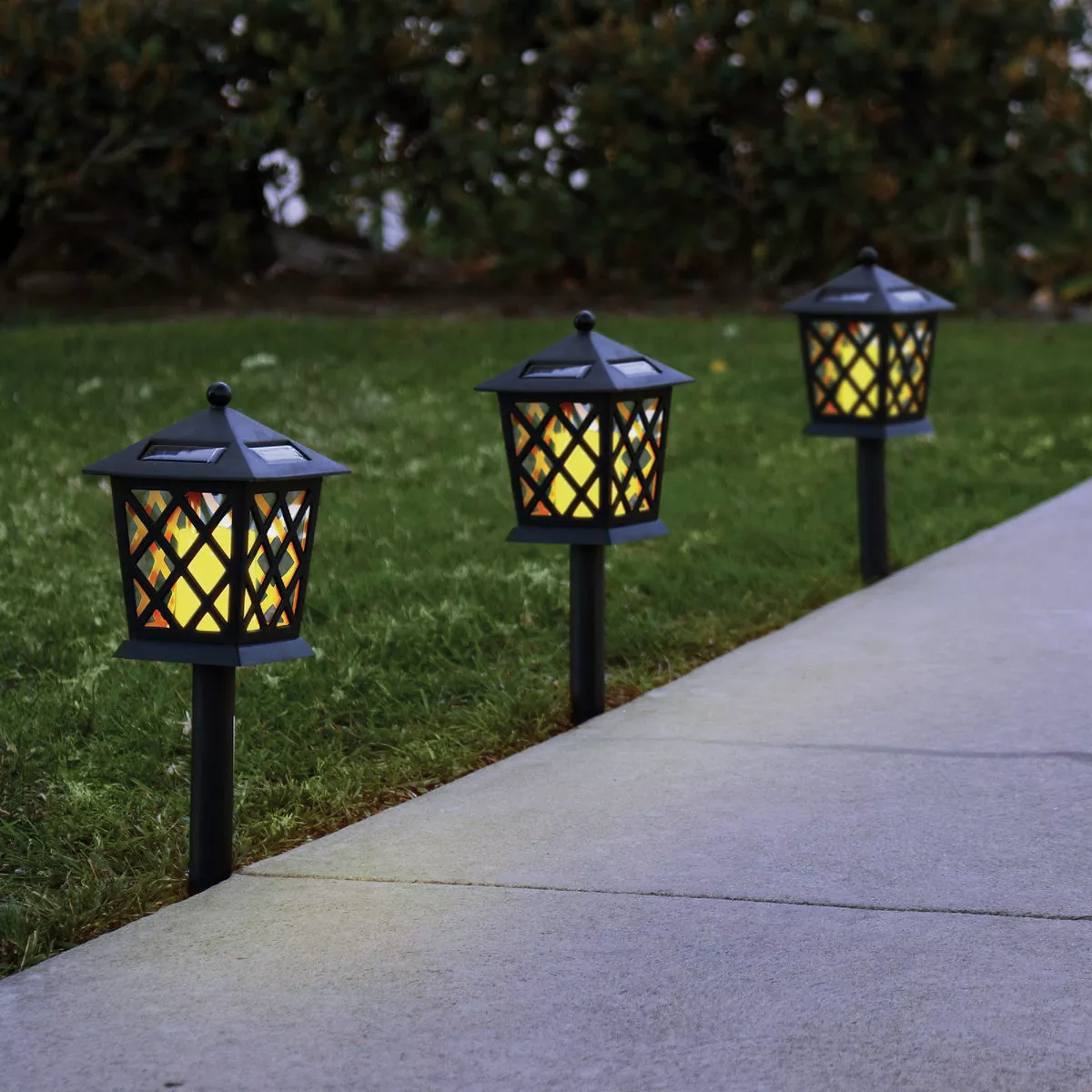 Alpine Black 2 Lumens Plastic LED Lantern Solar Path Light (4-Pack ...