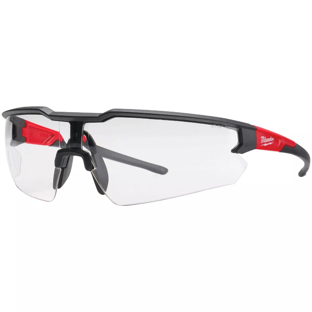 Milwaukee Red & Black Frame Safety Glasses with Clear Anti-Scratch ...