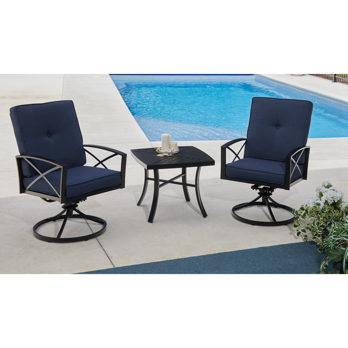 Outdoor Expressions 3-Piece Swivel Chat Set | Do it Best