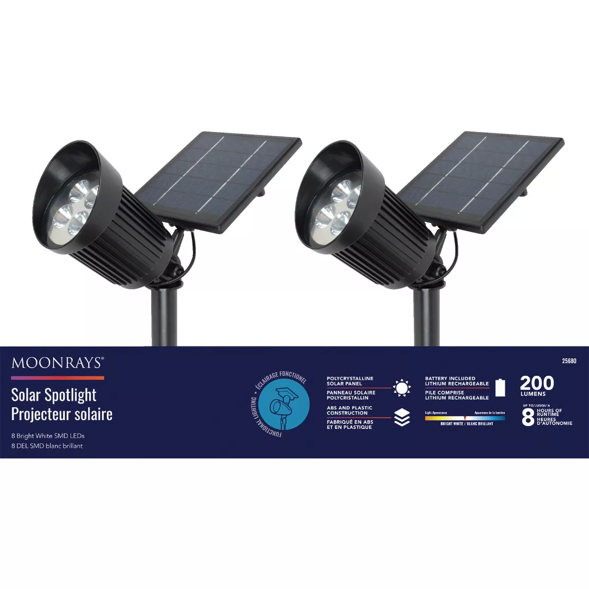 Moonrays Black 8 SMD LED Up to 8-Hour Run Time Solar Spotlight | Do it Best