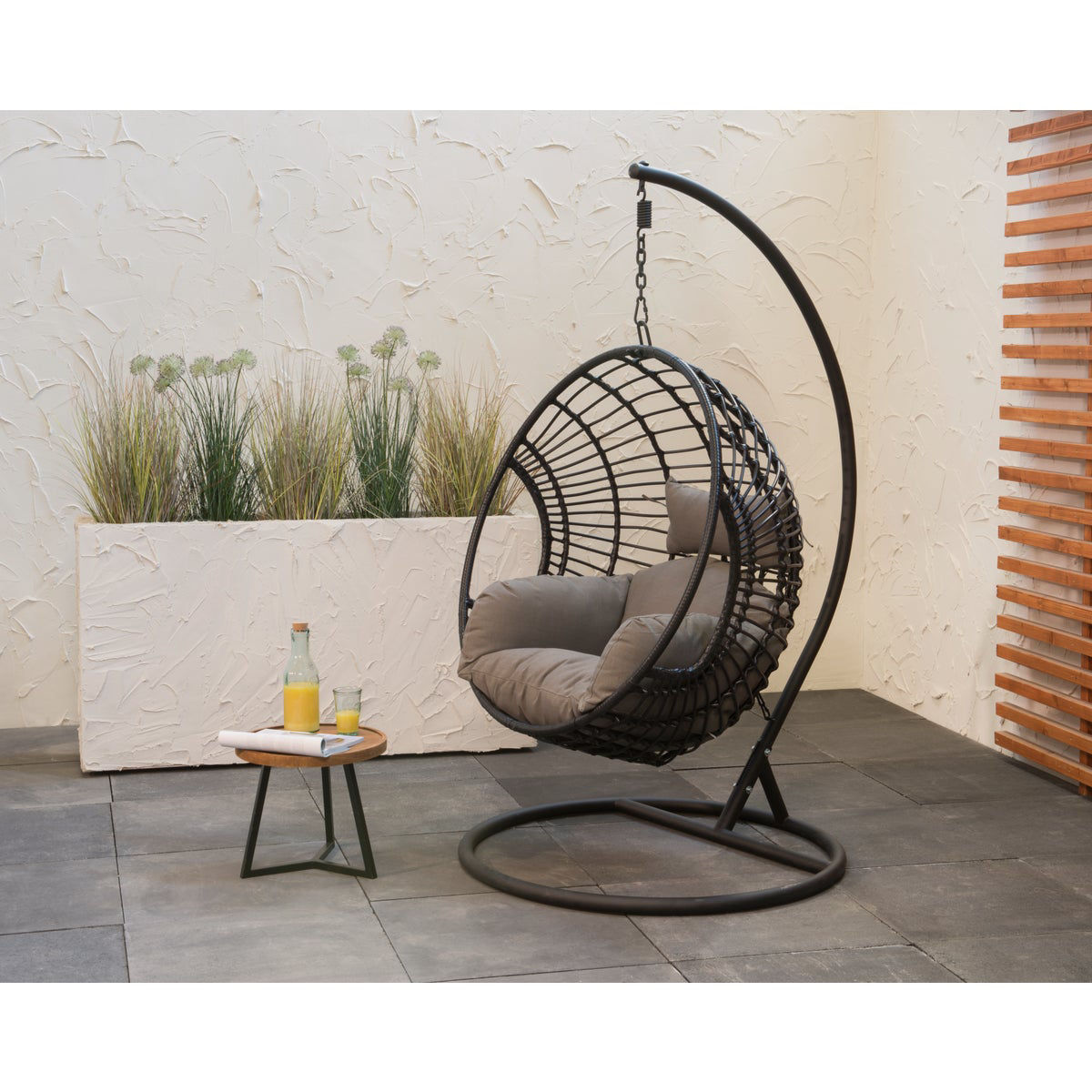 Decoris Garden Furniture London Black Outdoor Wicker Hanging Egg Chair ...