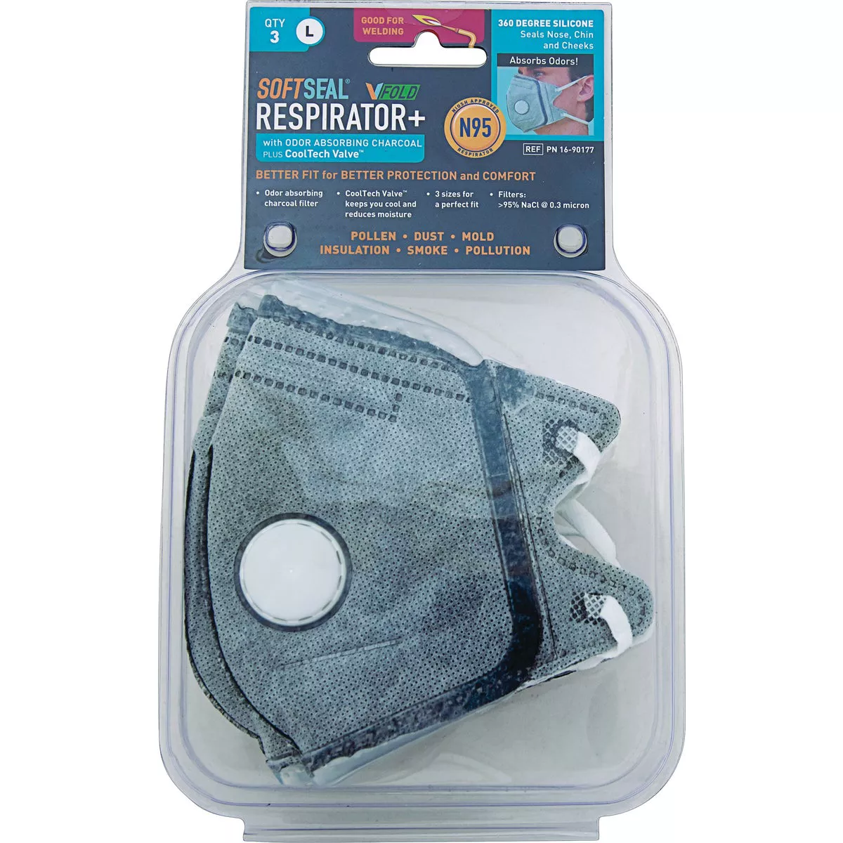 Softseal V-Fold Design N95 Large 360-Degree Silicone Seal Respirator ...