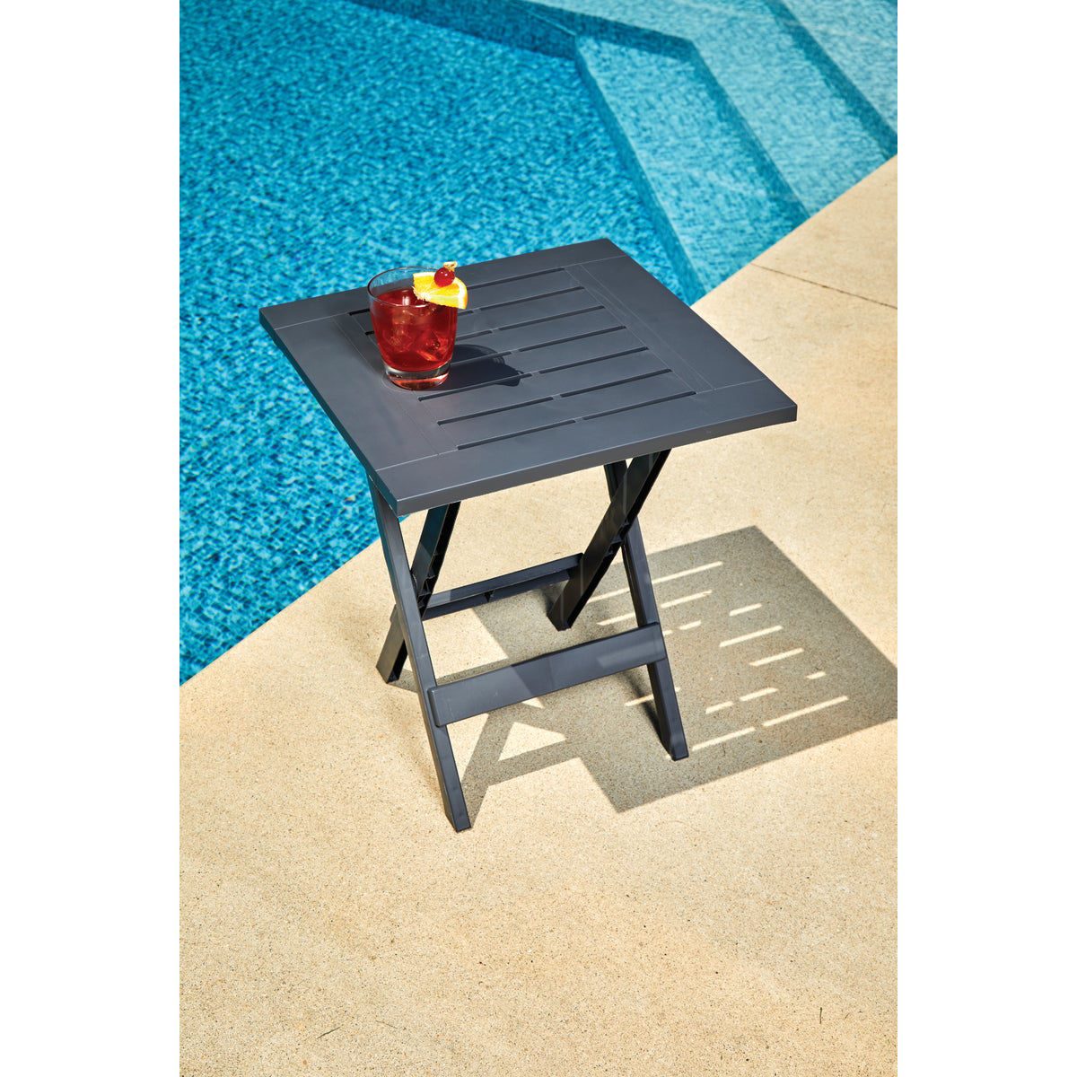 Gracious Living Quick-Fold 17 In. Square Flat Gray Folding Side Table ...