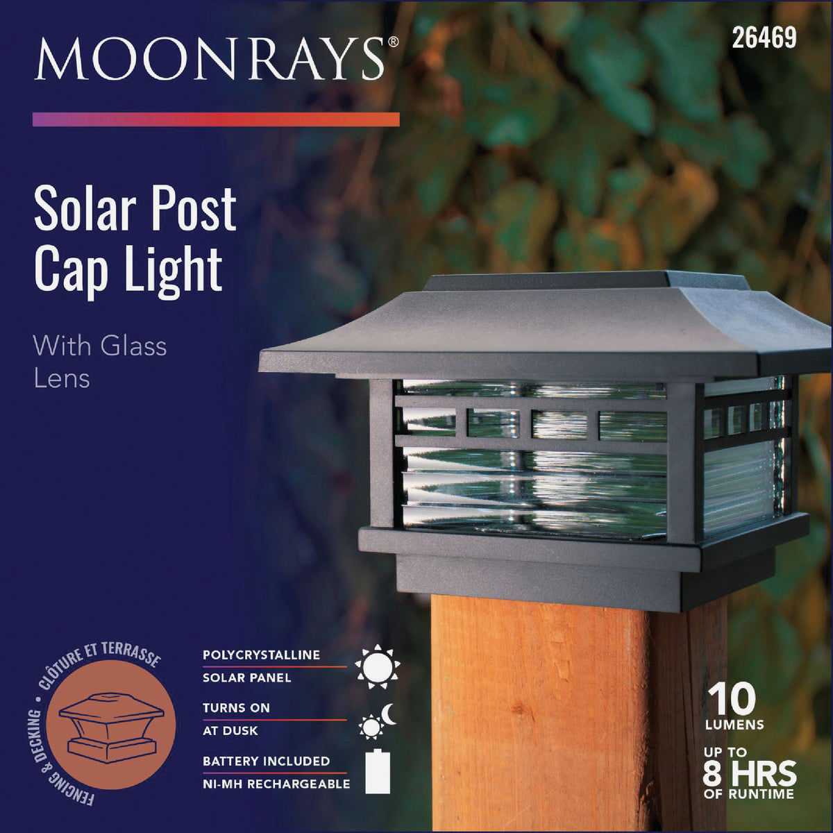 Moonrays Black LED Solar Post Cap with Ribbed Glass Lens | Do it Best