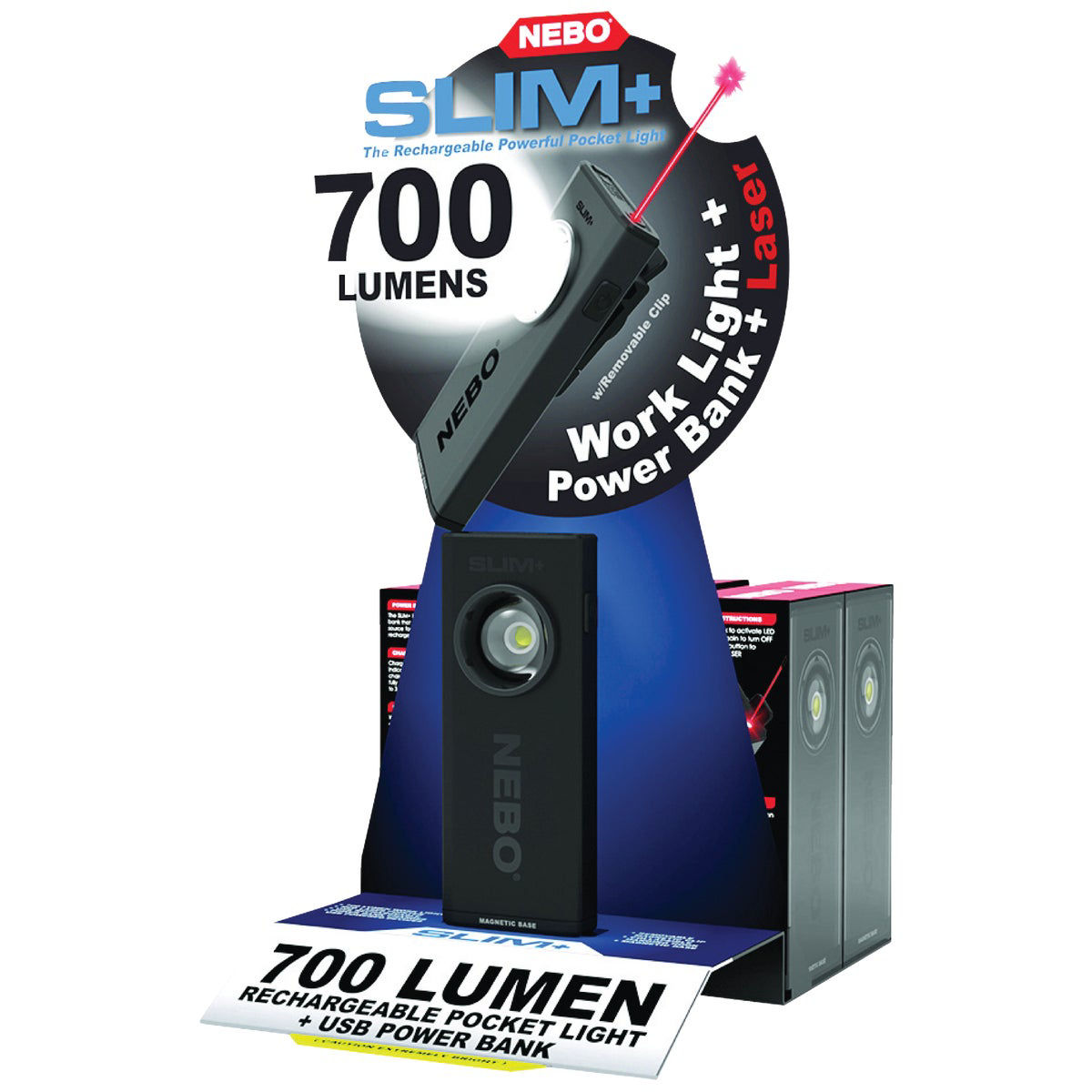 Nebo Slim+ LED Anodized Aluminum Rechargeable Flashlight with Red Laser ...