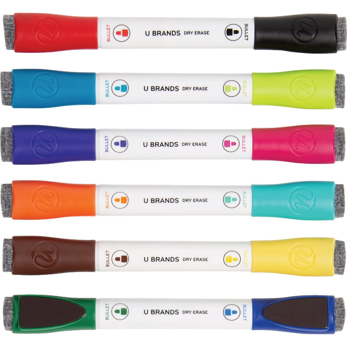 U Brands Magnetic Double Ended Chisel Tip Dry Erase Marker Assortment ...