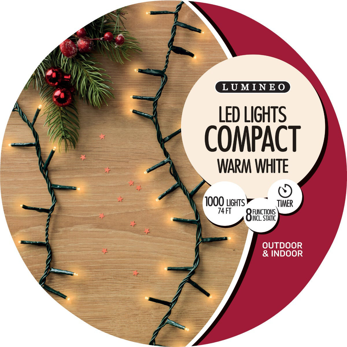 Lumineo Warm White 1000-Bulb LED Compact Light Set with Dark Green Wire ...