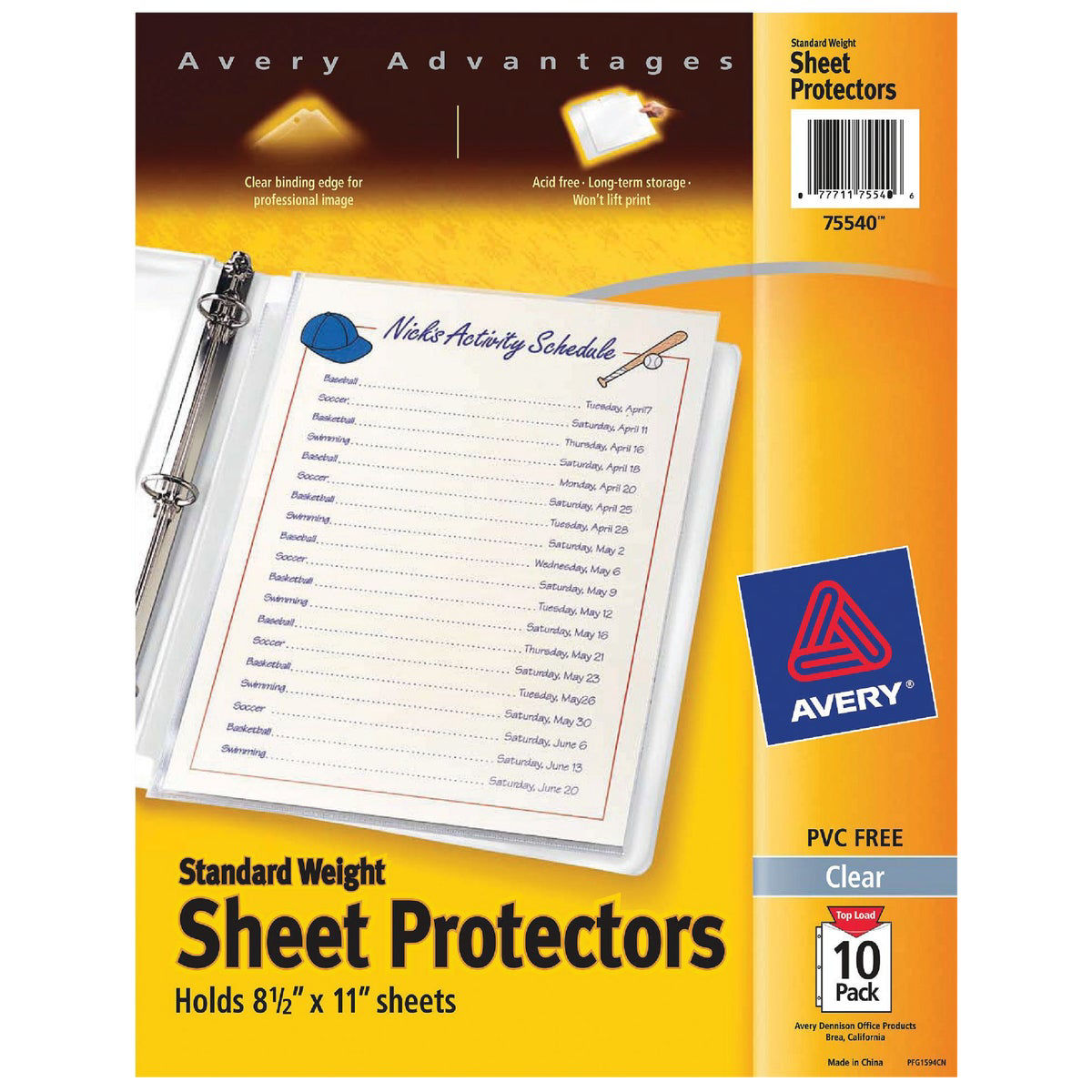 Avery Products 8-1/2 In. x 11 In. Top Loading Clear Standard Weight ...